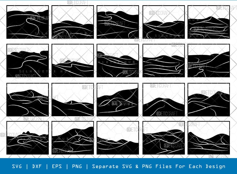 Sand Dunes Silhouette, Sand Dunes SVG, Desert Svg, Rolling Sand Dune ...