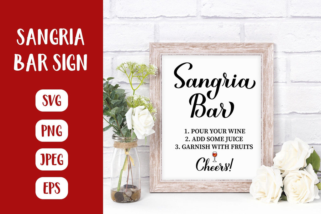 Sangria Bar Sign Hand Lettered SVG. Spanish Summer Drink - So Fontsy