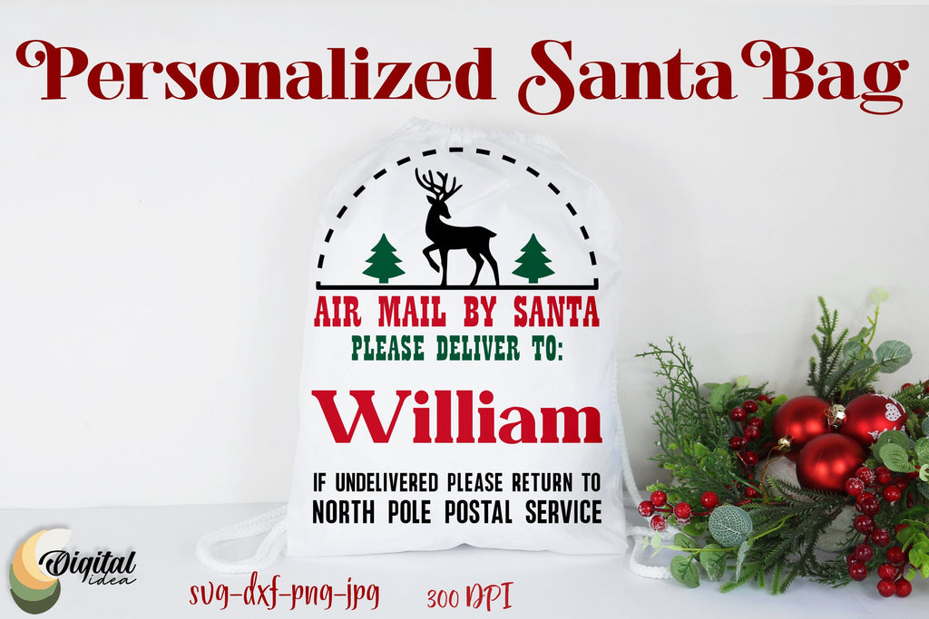 Santa Bag SVG. Personalized Santa Bag SVG. Santa Express SVG - So Fontsy