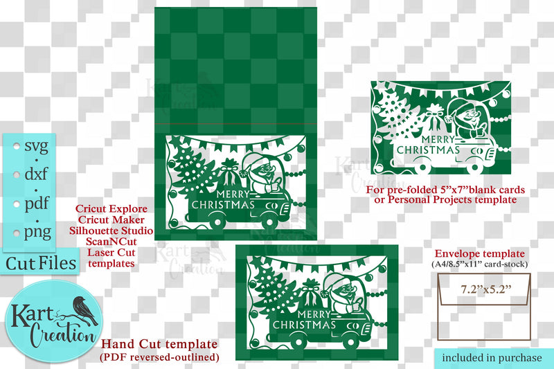 Santa Christmas card svg for Cricut laser cut digital file - So Fontsy