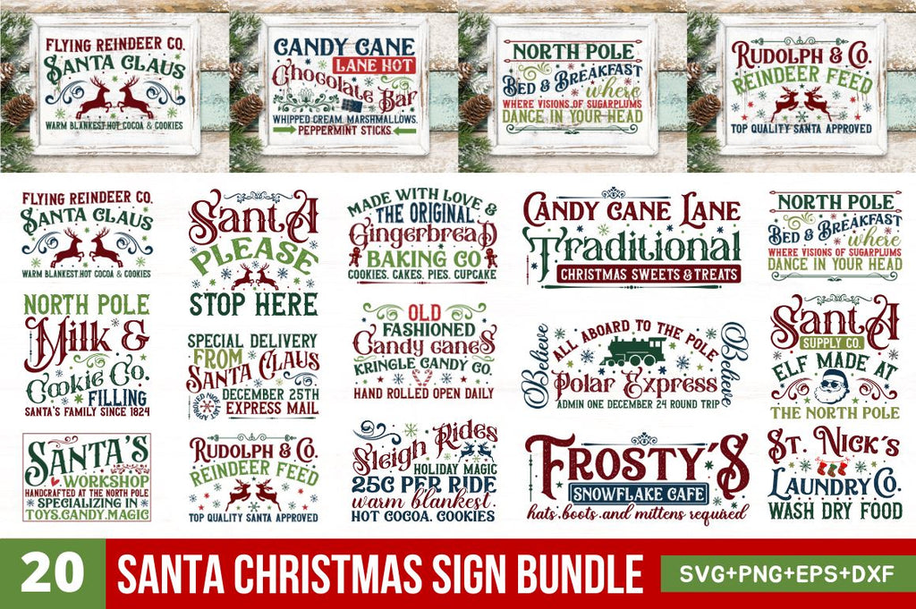 Santa Christmas Sign Svg Bundle - So Fontsy
