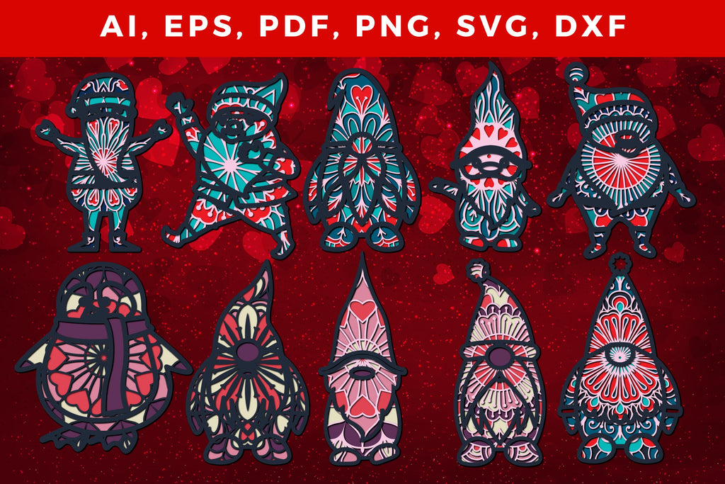 Santa Claus Valentine layer SVG bundle, Layered Santa Claus, Papercut ...