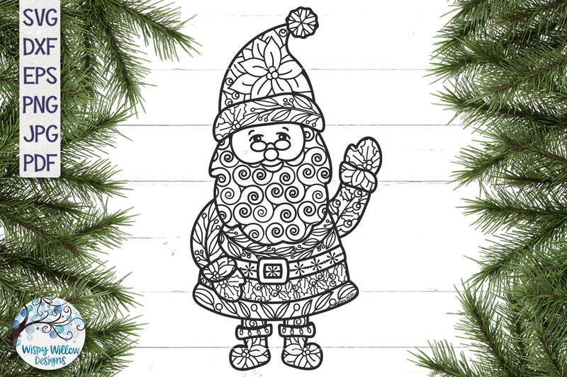 Santa Claus Zentangle SVG - So Fontsy