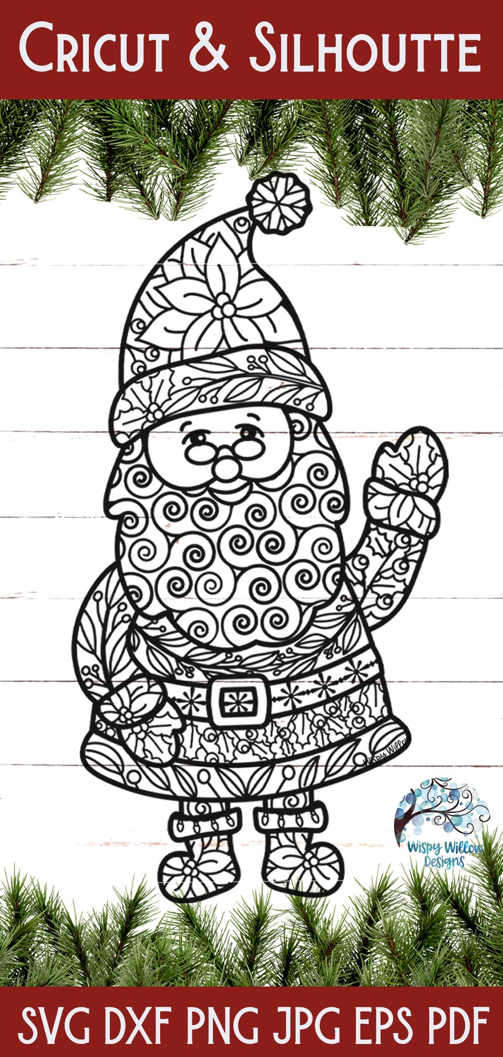 Santa Claus Zentangle SVG - So Fontsy