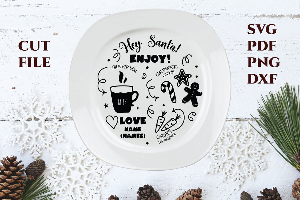 Santa cookie plate Hey, Santa. Enjoy! svg. Cut file - So Fontsy
