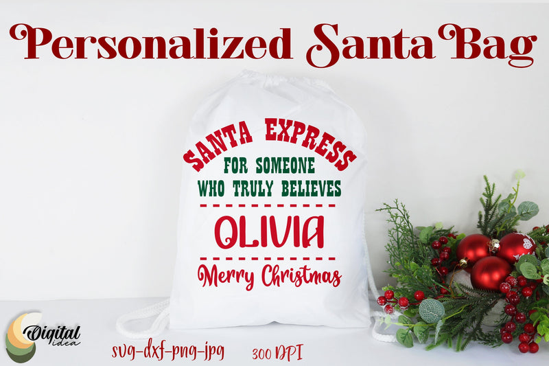 Santa Express SVG. Santa Bag SVG. Personalized Santa Bag SVG - So Fontsy