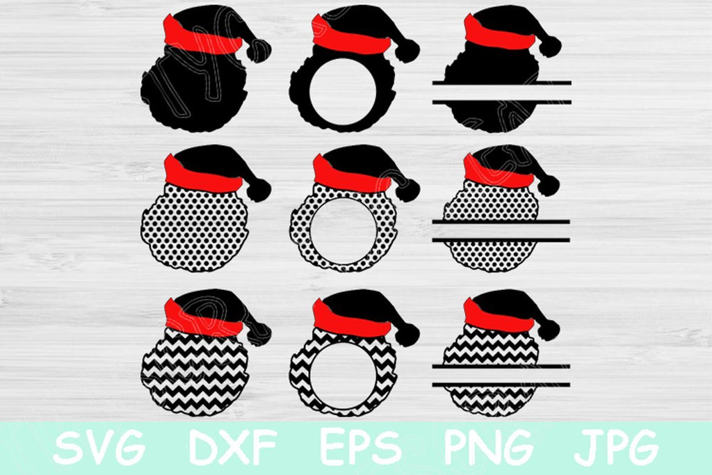 Santa Face Svg, Santa Svg. Split Chevron and Polka Dots Cutting Files ...
