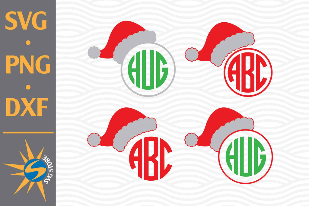 Santa Hat Monogram SVG, PNG, DXF Digital Files Include - So Fontsy