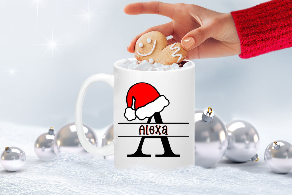 Santa Hat Split Letters A-Z - 26 Christmas Split Monograms - So Fontsy