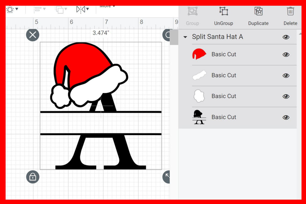 Santa Hat Split Letters A-Z - 26 Christmas Split Monograms - So Fontsy