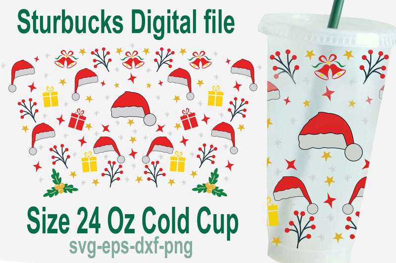 Santa hat Starbucks cold cup svg, Starbuck cold cup svg, Funny Christmas drink warp svg - So Fontsy
