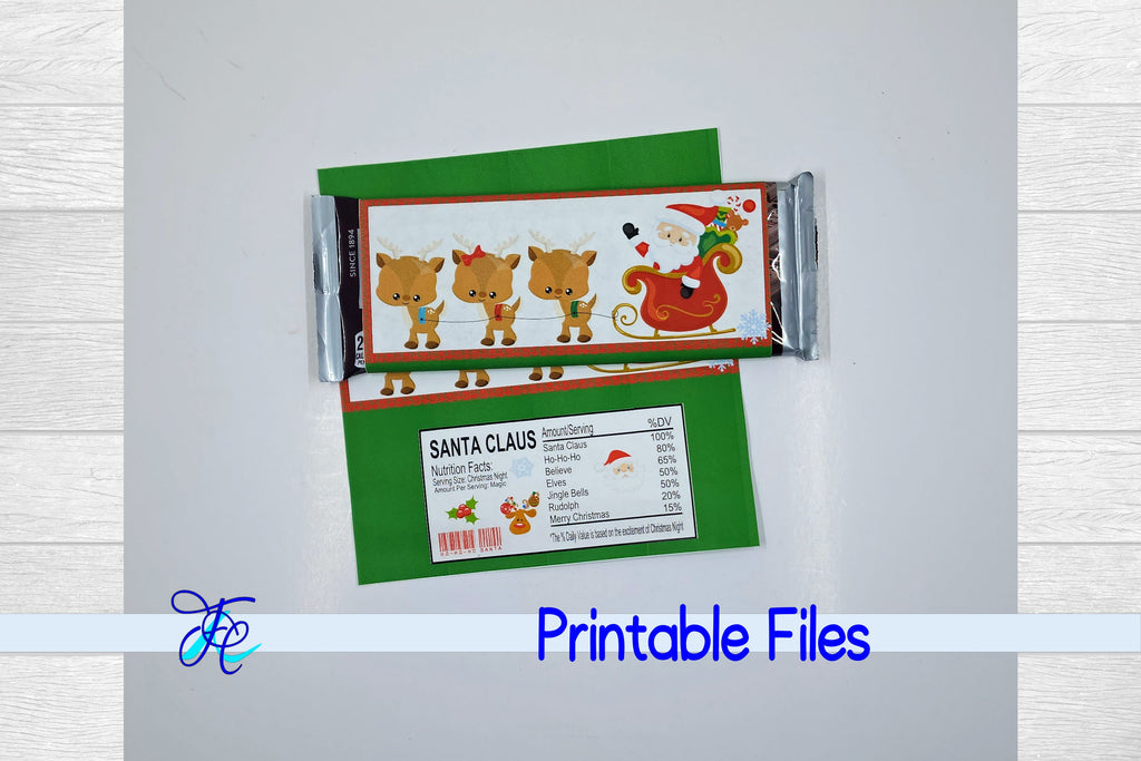 Santa Sleigh Candy Bar Wrapper - So Fontsy