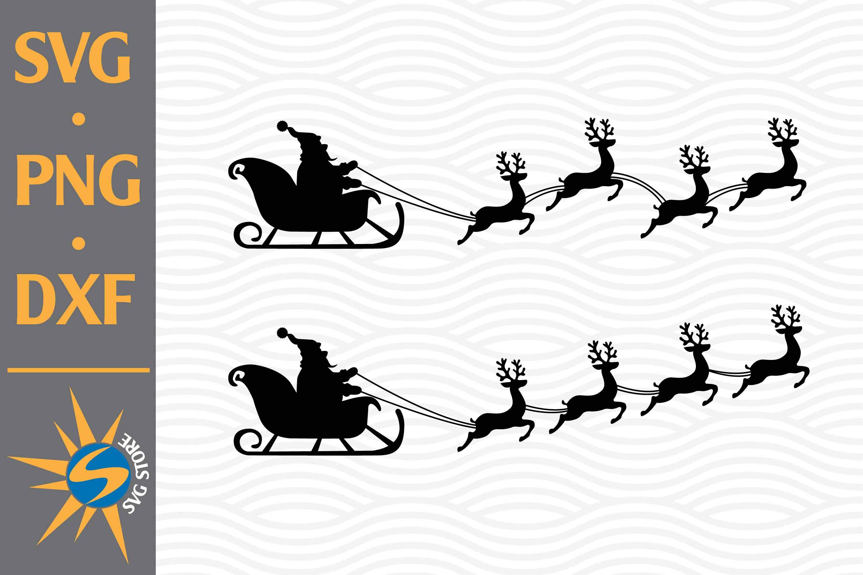 Santa Sleigh SVG, PNG, DXF Digital Files Include - So Fontsy