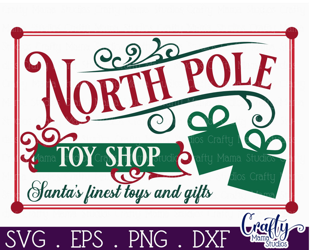 Santa Toy Shop Sign, Vintage Christmas Farmhouse Svg - So Fontsy