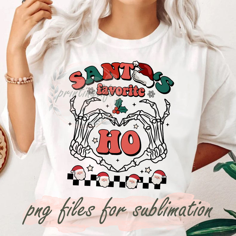 Santa's Favorite Ho Png, Retro Christmas Sublimation Png, Skeleton Hand ...