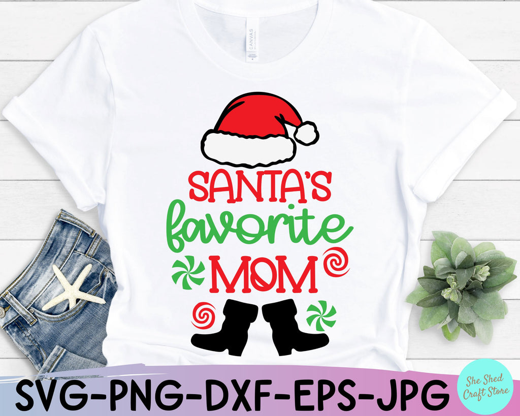 Santa's Favorite Mom SVG, Mom Christmas SVG Cut Files - So Fontsy