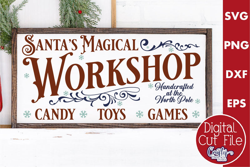 Santa's Workshop Sign, Vintage Christmas Farmhouse Svg - So Fontsy