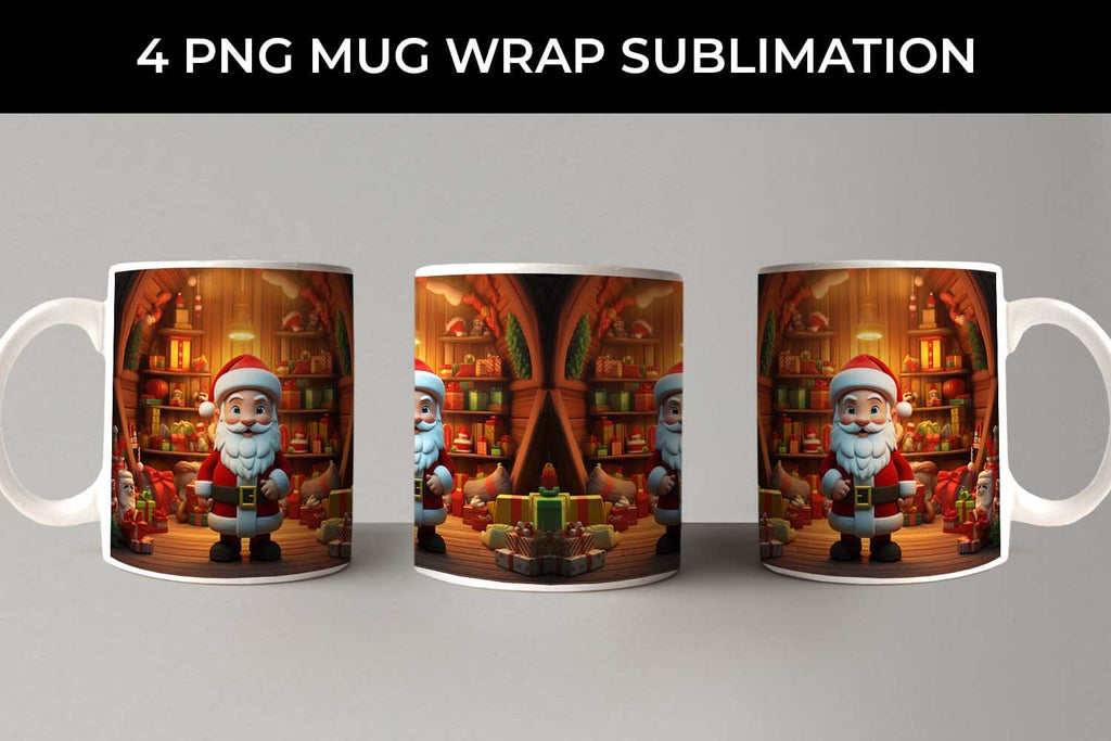 Santa's Workshop Wonders Mug: Joyful Christmas Preparations, 3D Holiday ...