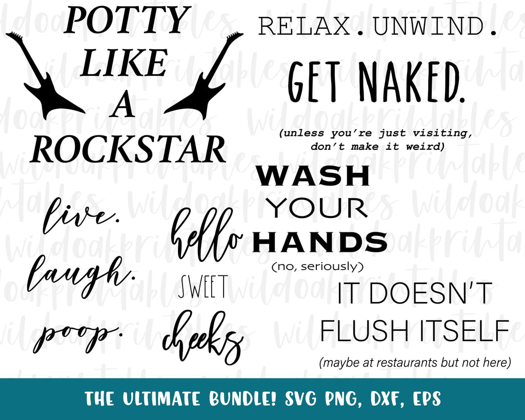 sarcastic bathroom svg bundle, funny bathroom signs svg, funny sarcasm ...