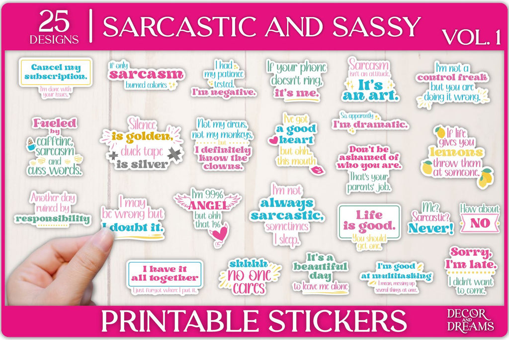 Sarcastic Sticker Bundle | Sassy Sticker Bundle | Vol 1 - So Fontsy