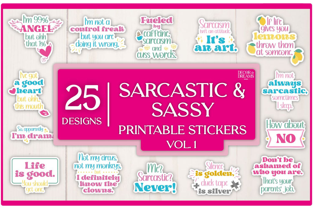 Sarcastic Sticker Bundle | Sassy Sticker Bundle | Vol 1 - So Fontsy