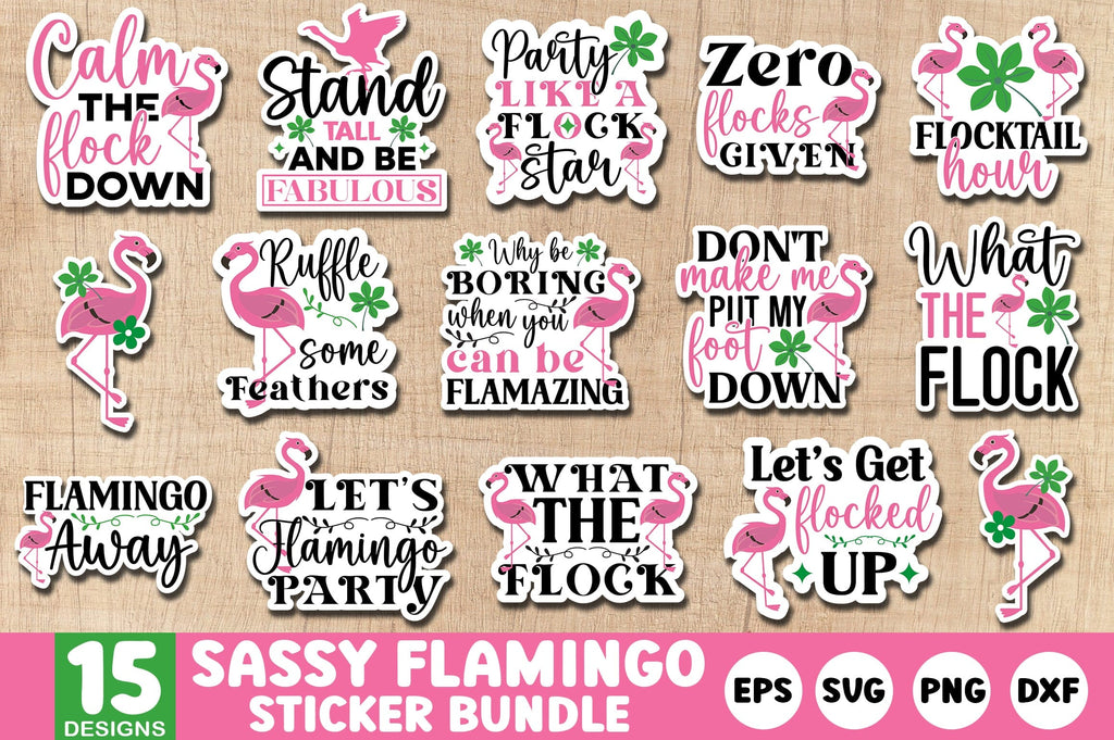 Sassy Flamingo Sticker SVG Bundle - So Fontsy