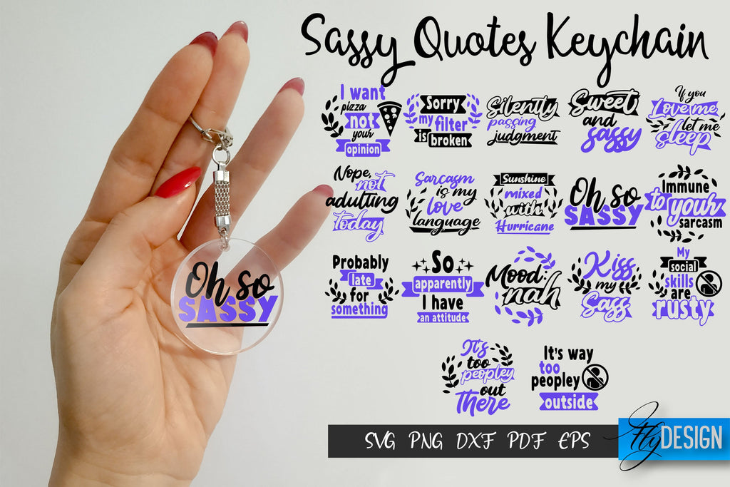 Sassy Keychain SVG Bundle,Sarcastic SVG, Round Keychain SVG vol.2 - So ...