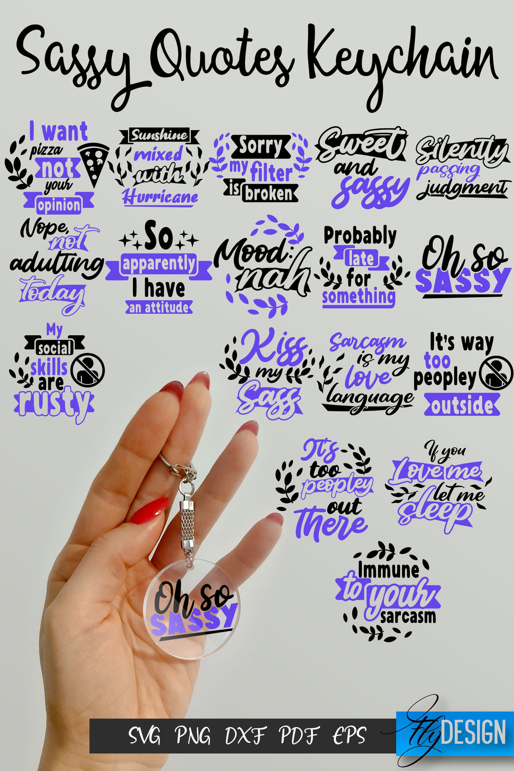 Sassy Keychain SVG Bundle,Sarcastic SVG, Round Keychain SVG vol.2 - So ...