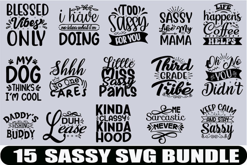 Sassy Wavy Quotes SVG Bundle, 25 Designs, Groovy Sassy Sayings SVG ...