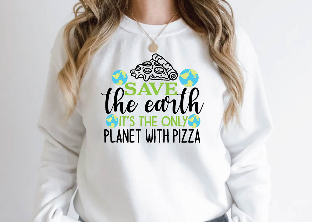 save the earth it's the only planet with pizza SVG Design - So Fontsy
