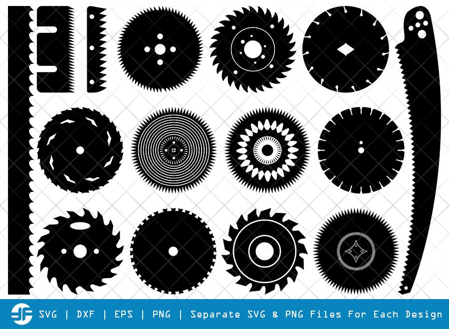 Saw Blade SVG Cut Files | Circular Saw Silhouette Bundle - So Fontsy