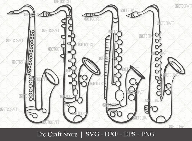 Saxophone Outline SVG Cut File | Musical Instrument Svg | Marching Band ...