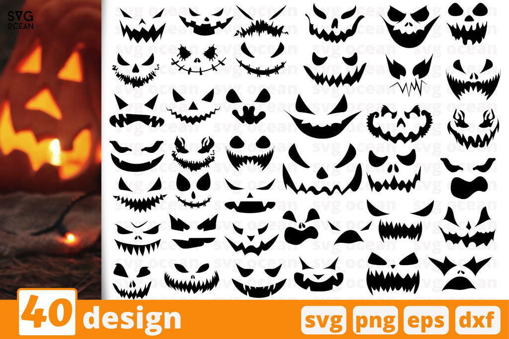 Scary faces halloween SVG bundle - So Fontsy