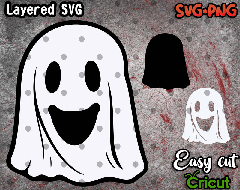 Scary Ghost - Layered SVG Files - Halloween Decor PNG - So Fontsy