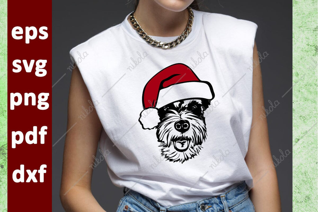 Schnauzer Santa Hat Cut File Clipart PNG SVG EPS DXF PDF - So Fontsy