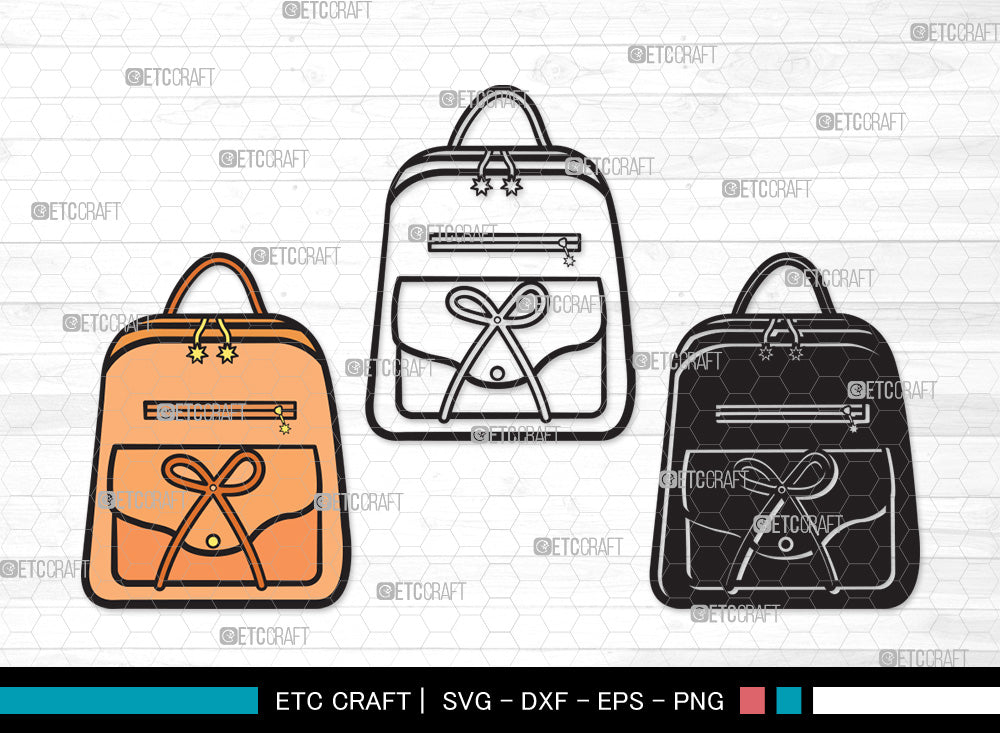 School Backpack Clipart SVG, Bookbag Svg, Backpack Svg, Square Backpack ...