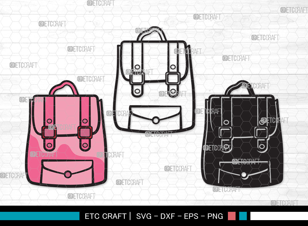 School Backpack Clipart SVG, Bookbag Svg, Backpack Svg, Square Backpack ...