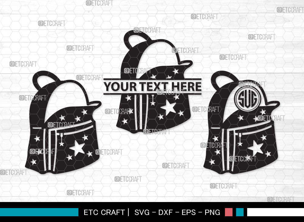 School Backpack Monogram SVG, Bookbag Svg, Backpack Svg, Square ...