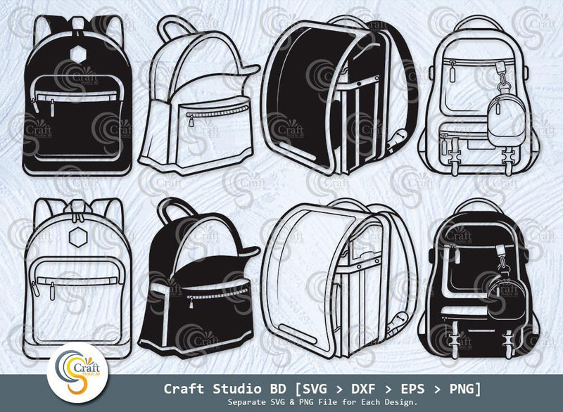 School Backpack Silhouette, School Svg, Bookbag Svg, Knapsack Svg ...