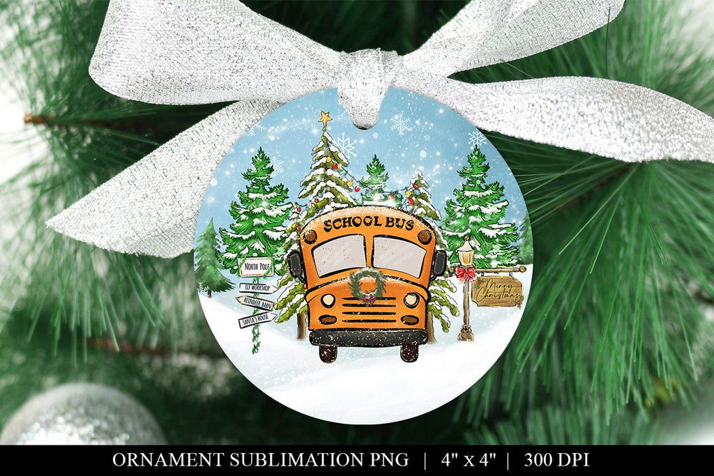 School Bus Driver Round Ornament Sublimation PNG - So Fontsy