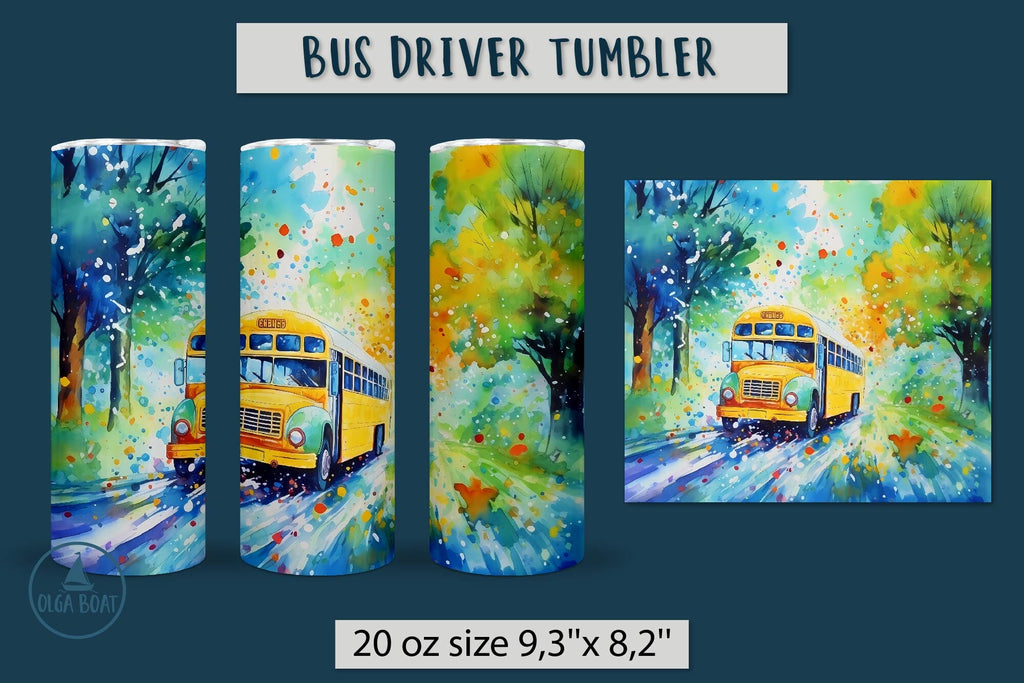 School Bus driver tumbler wrap sublimation - So Fontsy