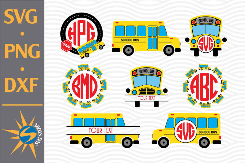 School Bus Monogram SVG, PNG, DXF Digital Files Include - So Fontsy