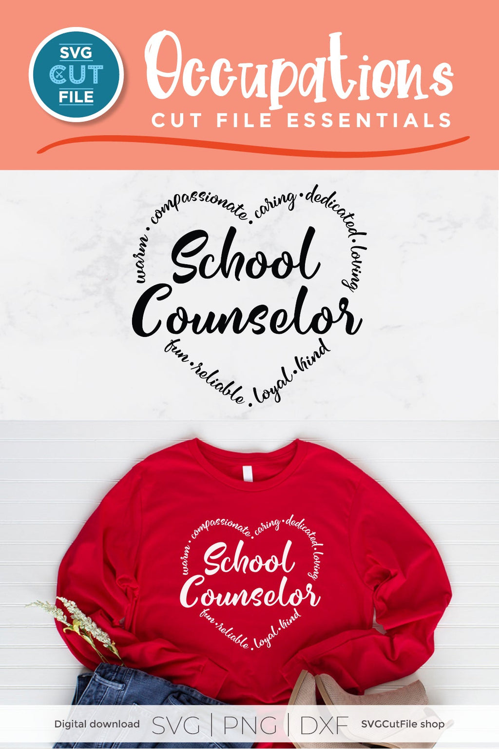 School counselor svg, counselor svg heart text - So Fontsy