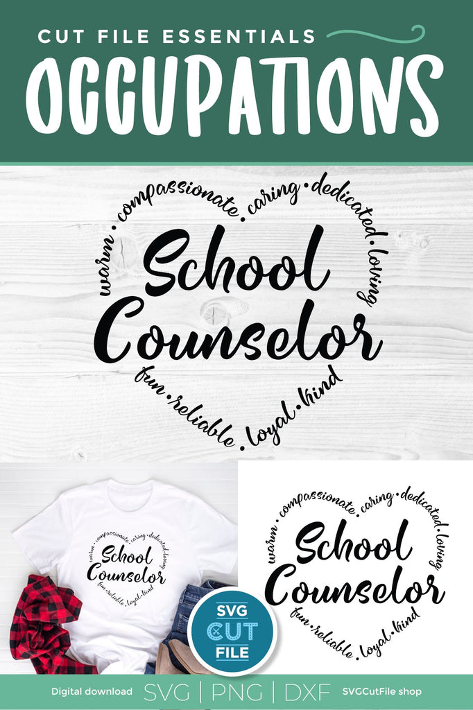 School counselor svg, counselor svg heart text - So Fontsy