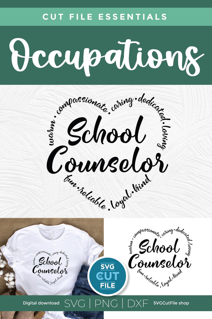 School counselor svg, counselor svg heart text - So Fontsy