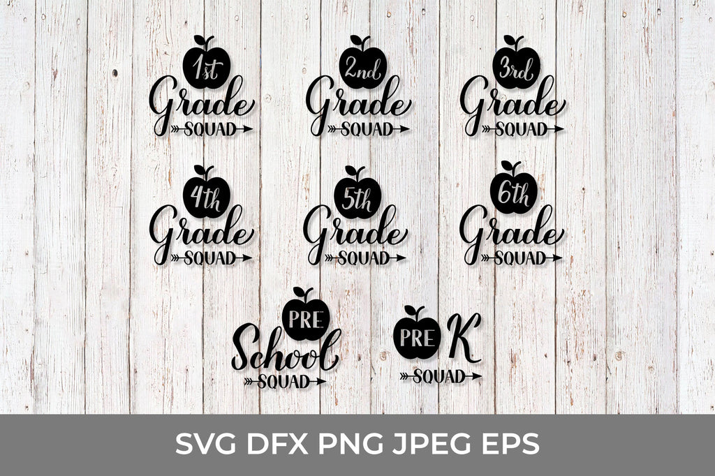 School Grade SVG Bundle. Pre-k, Preschool 1st to 6th Grades. - So Fontsy