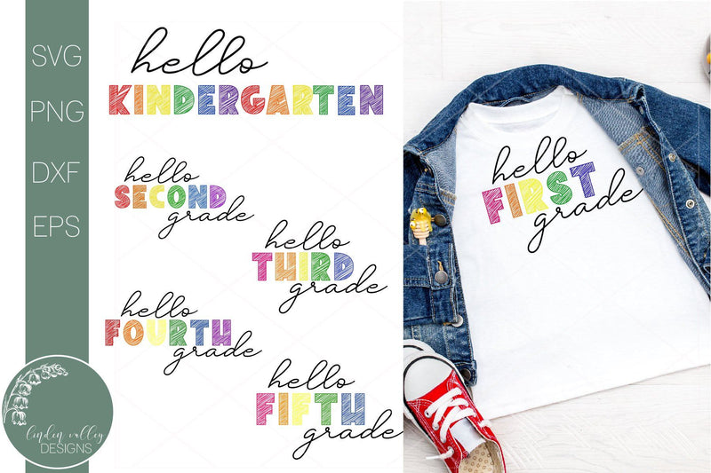 School Mini Bundle-Hello School Rainbow Mini Bundle-Teacher SVG Bundle ...