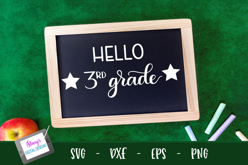 School SVG - Hello 3rd grade SVG file - So Fontsy