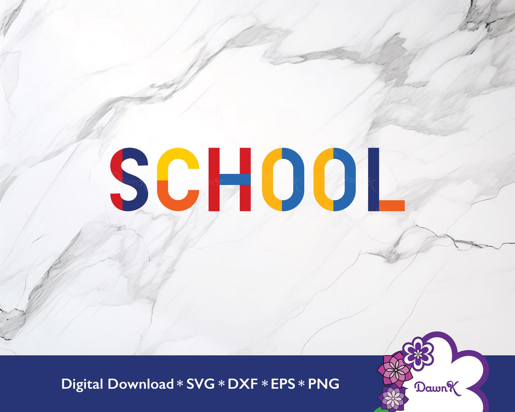 School SVG | Layered Primary Colors - So Fontsy