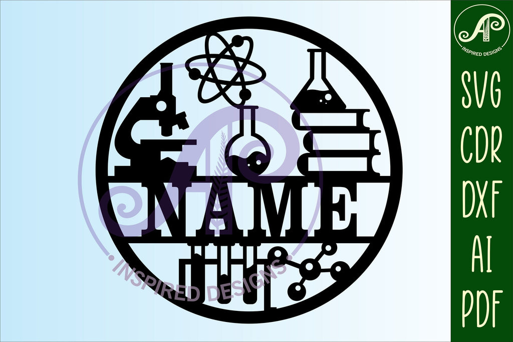 Science name sign svg laser cut template - So Fontsy